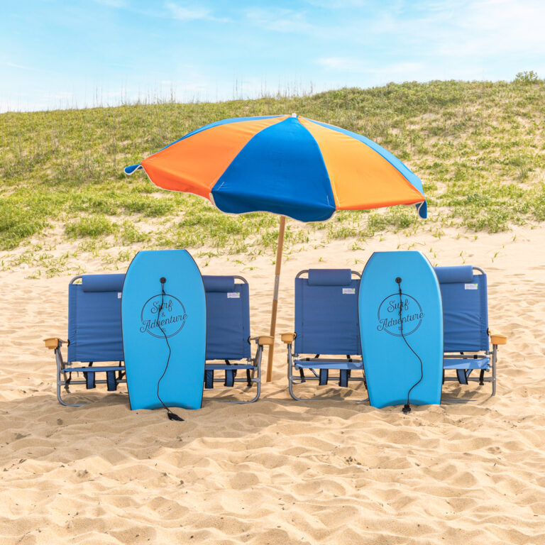 Beach Canopy Setup with 6 Beach Chairs - Ocean Rentals